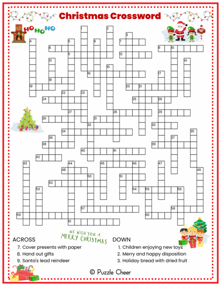 Christmas Crossword Puzzle - Free Printable Crosswords