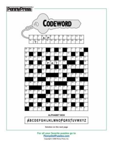 Free Codeword Puzzles To Print - Free Printable Crosswords