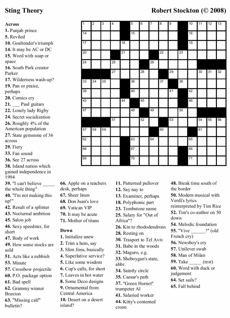 Sunday Crossword Puzzles Free Printable Crosswords Sunday Crossword Puzzles Free Printable Crosswords