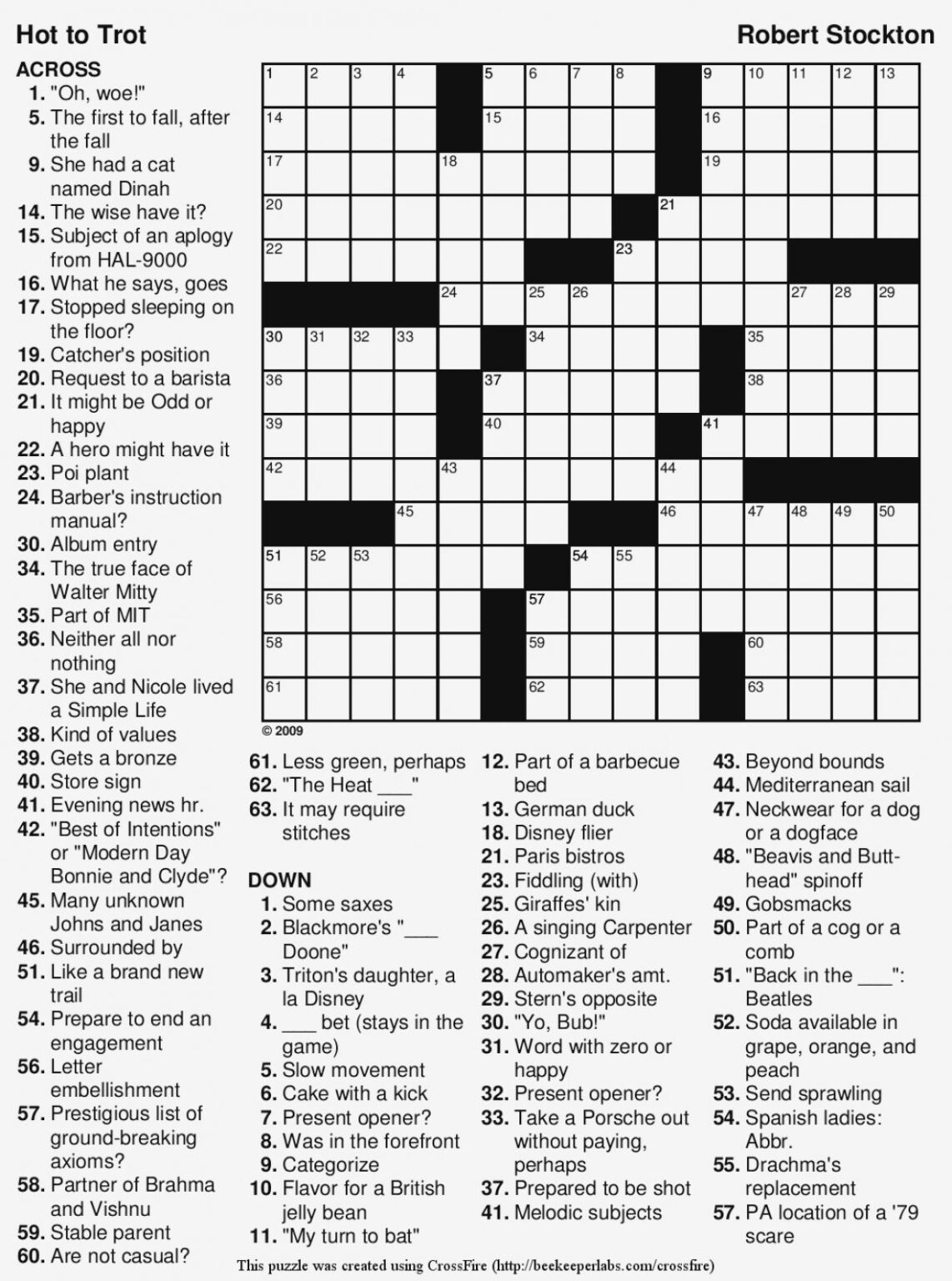 Printable Large Crossword Puzzles - Free Printable Crosswords