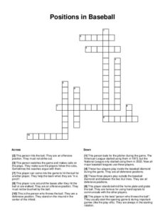 Baseball Crossword Puzzle Printable - Free Printable Crosswords