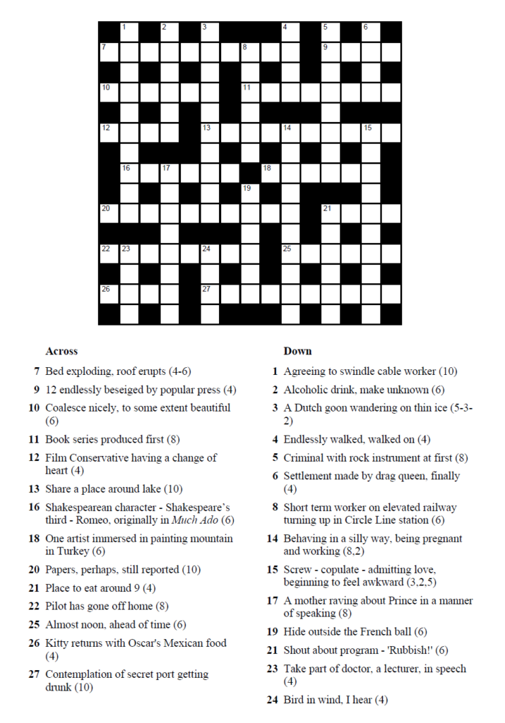 Cryptic Crossword Puzzles Free Printable Crosswords Cryptic Crossword Puzzles Free Printable Crosswords