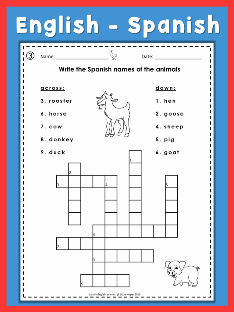 Spanish Crossword Puzzles - Free Printable Crosswords