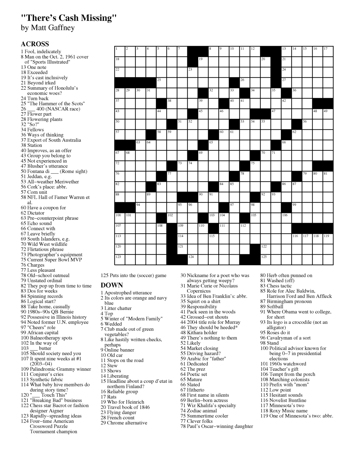 Fox News Crosswords - Free Printable Crosswords