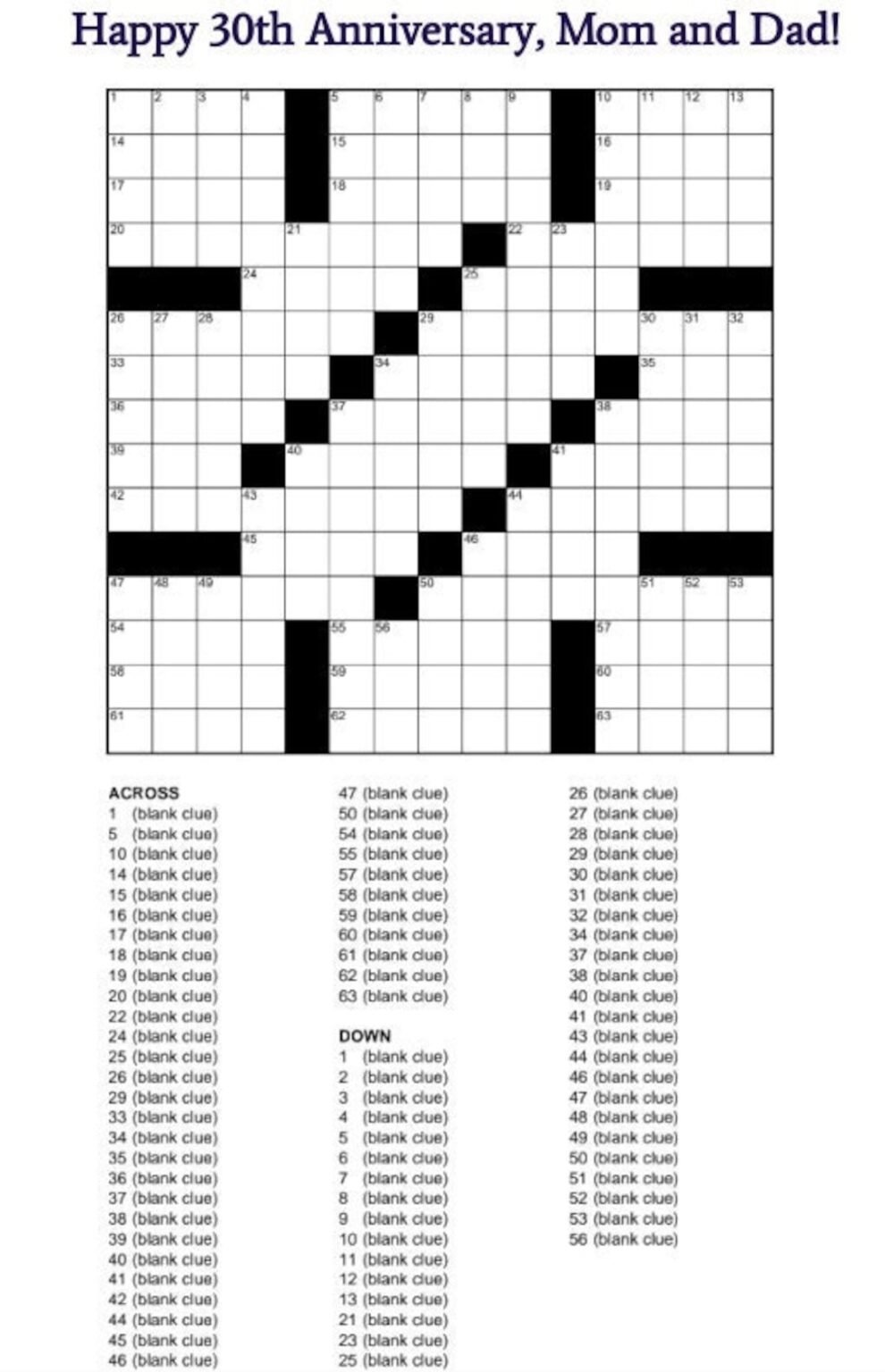 Custom Crossword Puzzle - Free Printable Crosswords