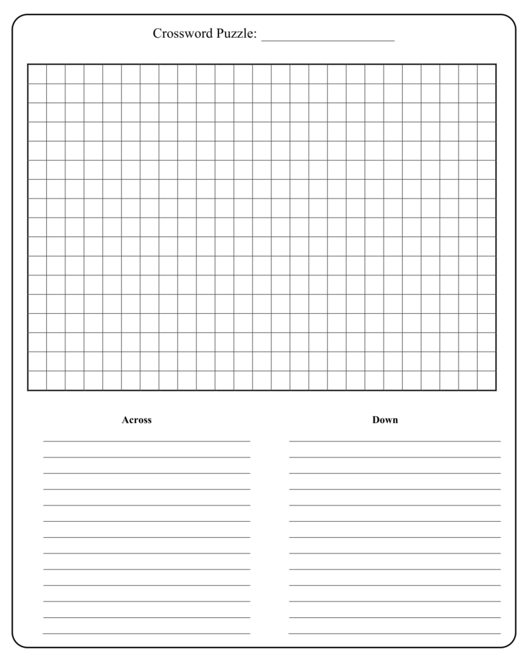 Editable Blank Crossword Puzzle Template - Free Printable Crosswords