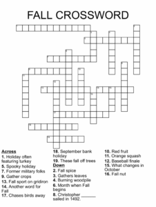 Fall Crossword Puzzle Free Printable - Free Printable Crosswords