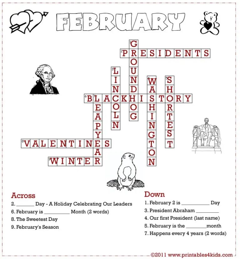 February Crossword Puzzle Printable - Free Printable Crosswords