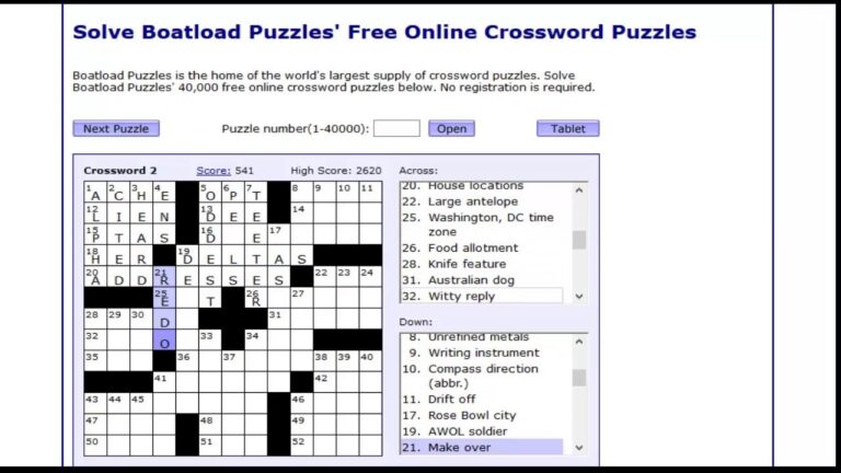 Free Boatload Crossword Puzzle - Free Printable Crosswords