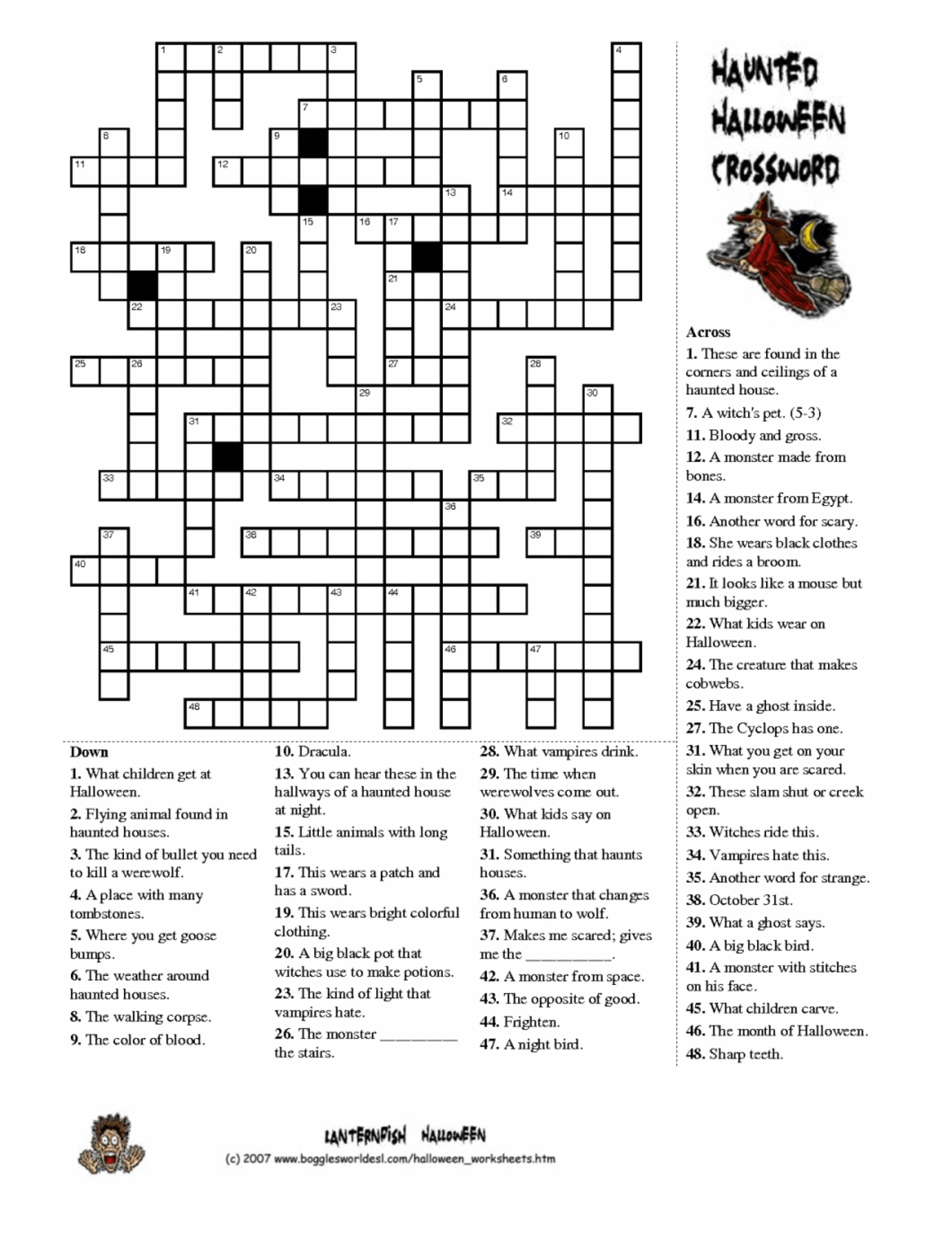 Crossword Puzzles For Halloween Printable - Free Printable Crosswords