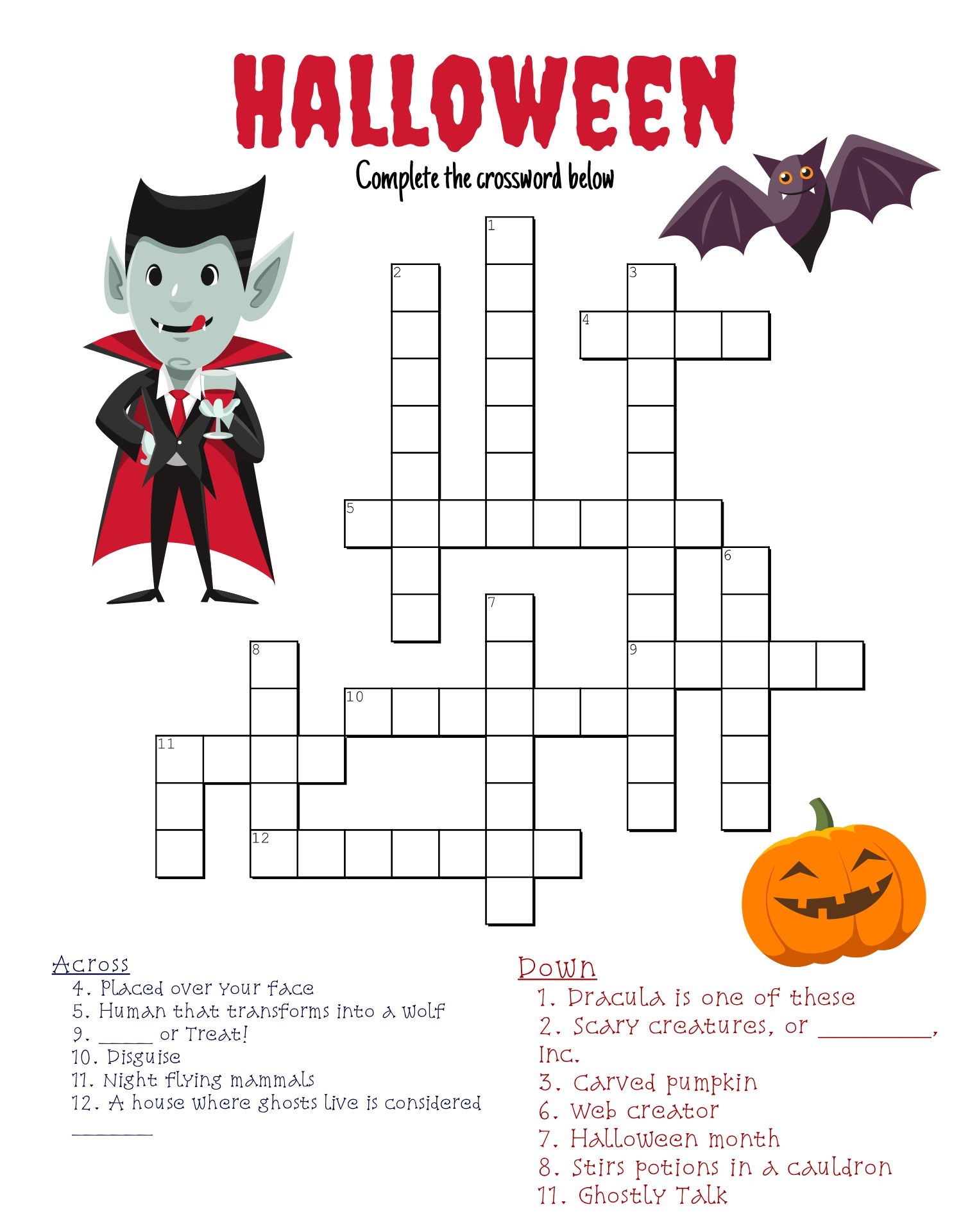 2018 Puzzles To Print Halloween Crossword Answers Free Printable 2018 Puzzles To Print Halloween Crossword Answers Free Printable