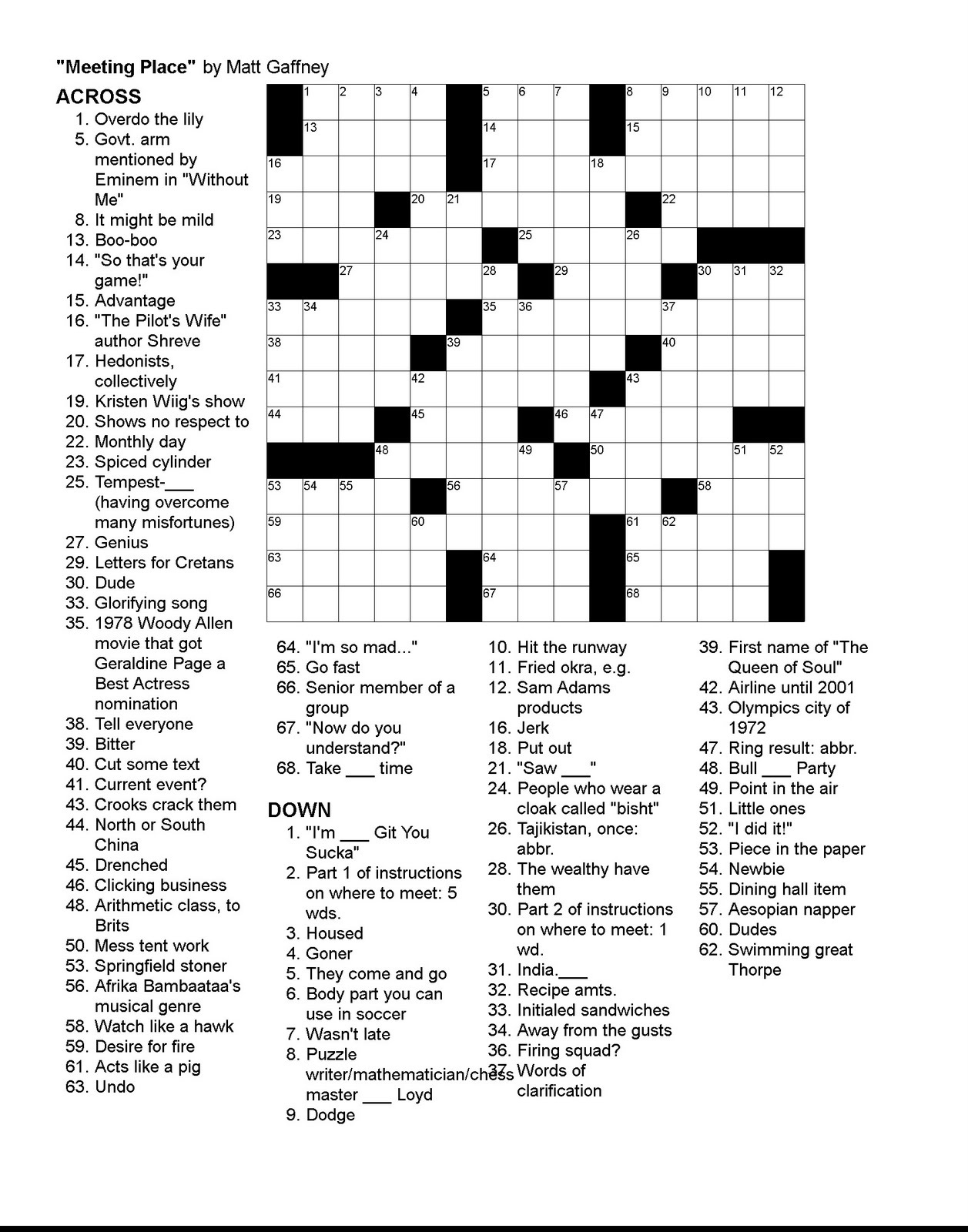 Crossword La Times Free Printable Crosswords Crossword La Times Free Printable Crosswords