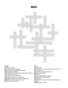 Math Crossword - Free Printable Crosswords