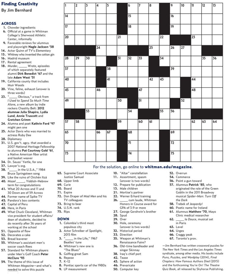 Monday New York Times Crossword Printable Free - Free Printable Crosswords