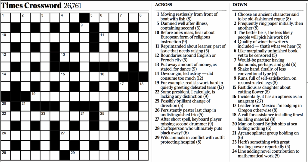 Ny Times Crossword Today - Free Printable Crosswords