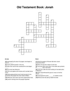 Old Testament Book Crossword - Free Printable Crosswords