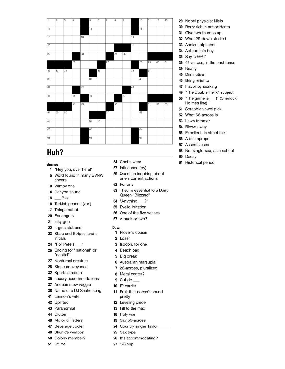 Daily Themed Crossword - Free Printable Crosswords