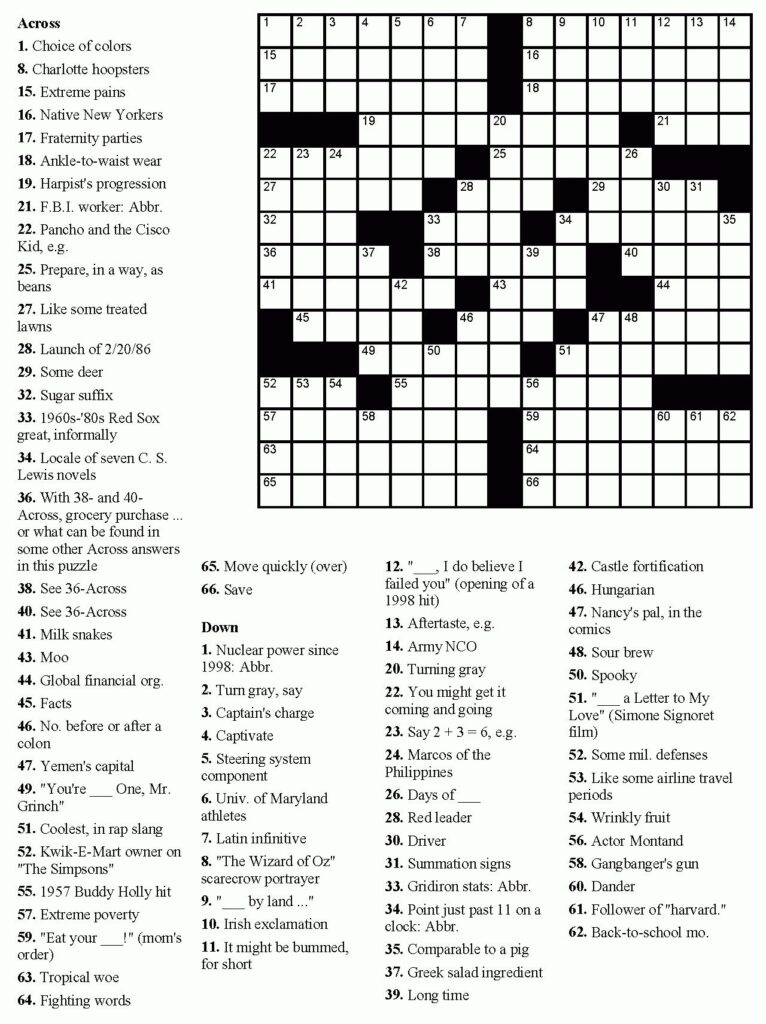 Crossword Puzzles Free Pdf - Free Printable Crosswords