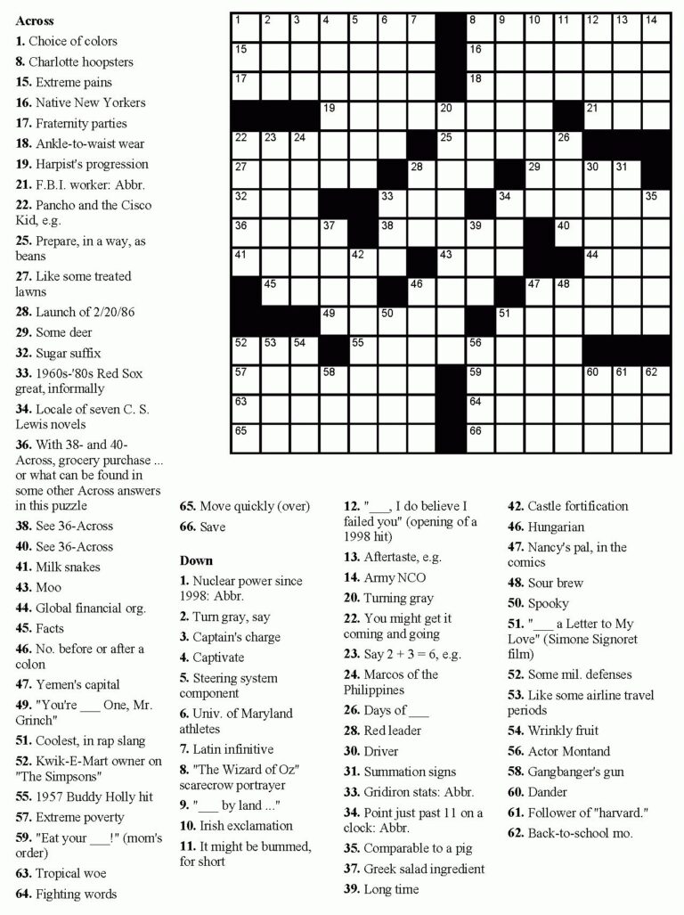 Crossword Puzzles Free Pdf - Free Printable Crosswords
