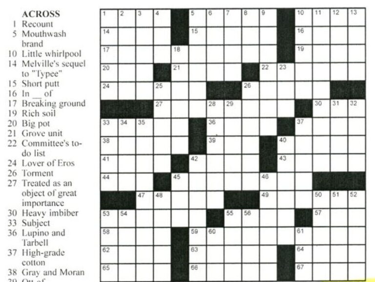 Universal Crossword By Date - Free Printable Crosswords