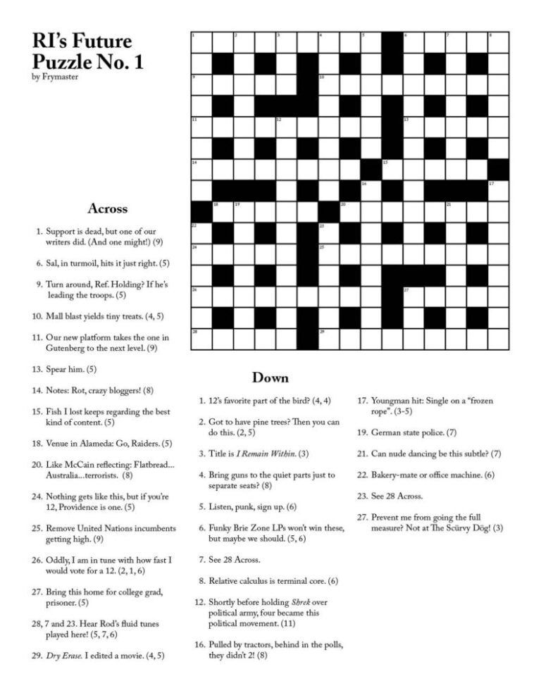 Printable Cryptic Crosswords Globe And Mail - Free Printable Crosswords
