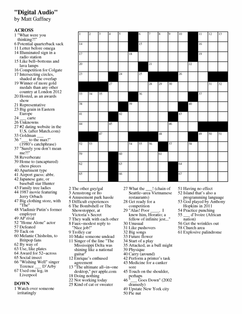 Printable Daily Crossword Puzzles - Free Printable Crosswords
