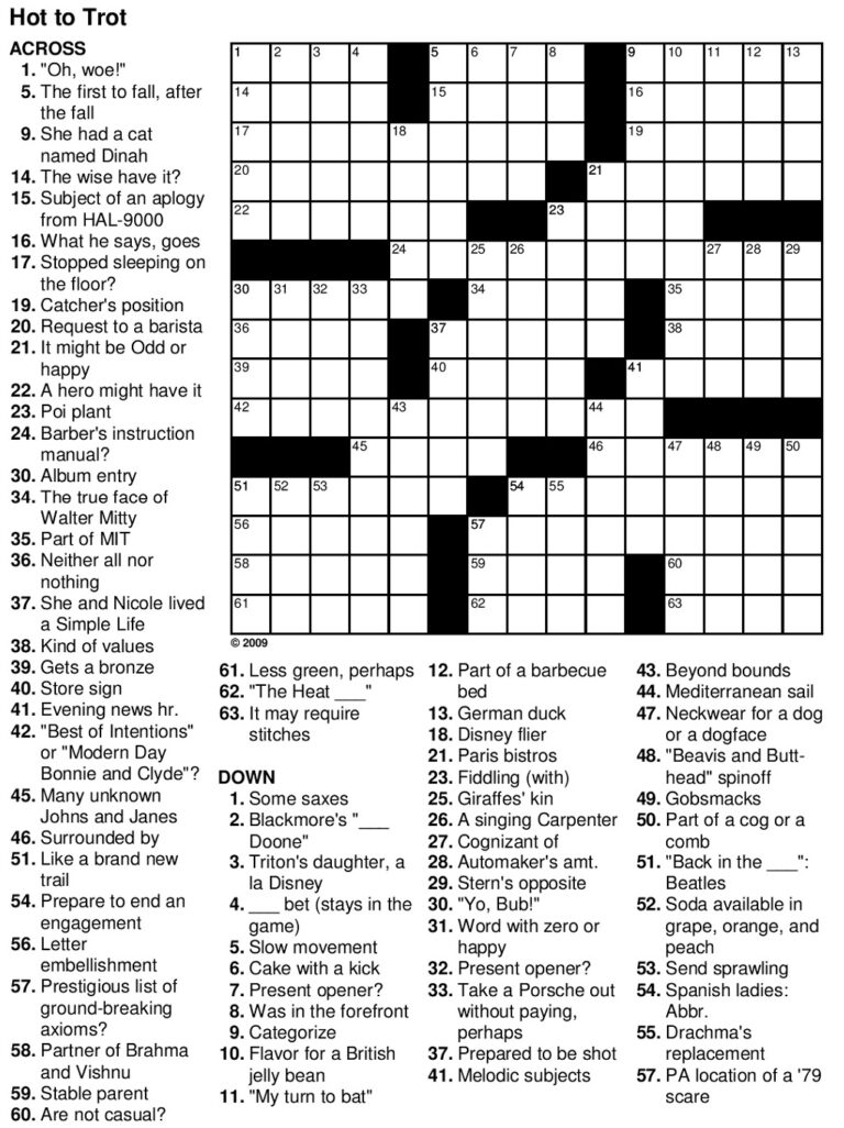 Large Print Crossword Puzzle Printable - Free Printable Crosswords