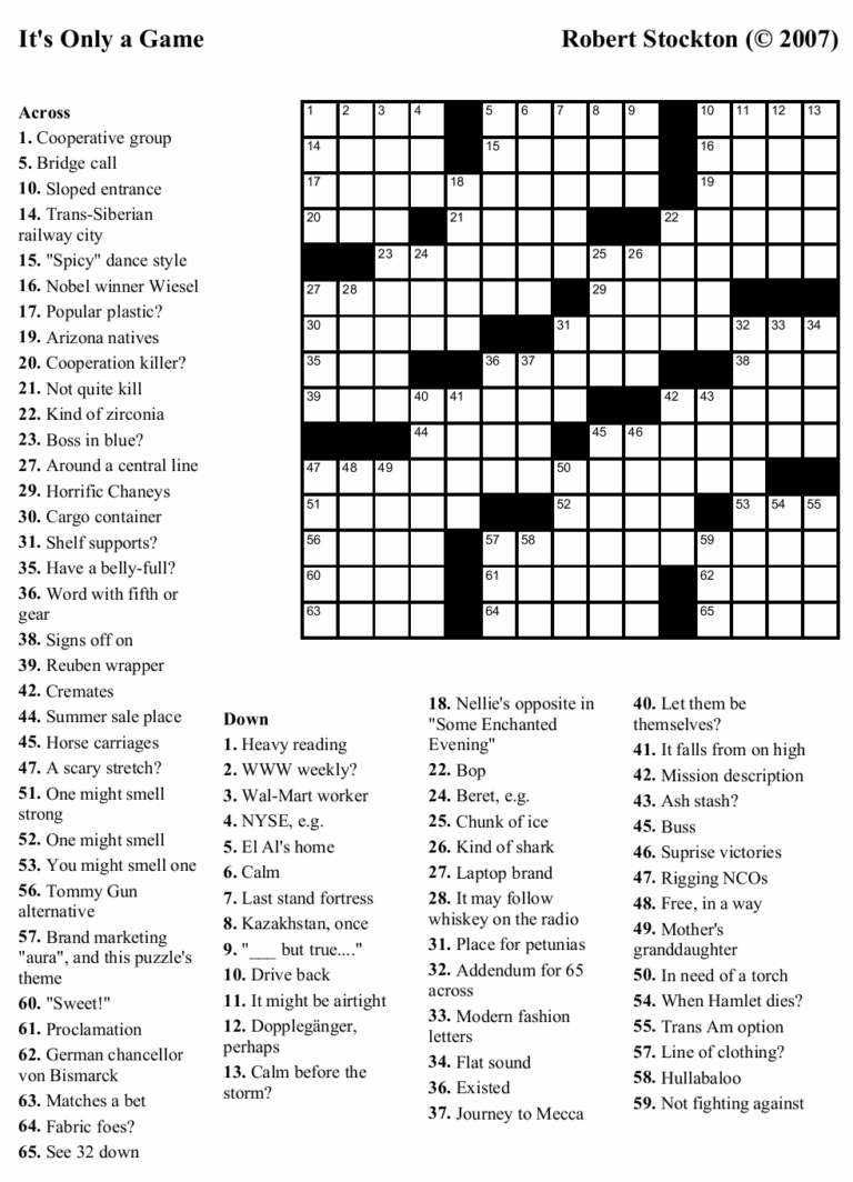 March Crossword Puzzle Printable - Free Printable Crosswords
