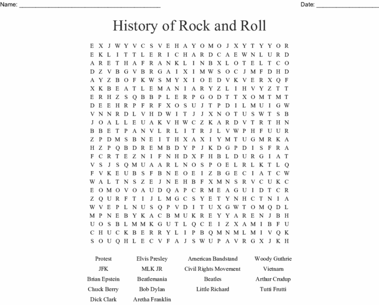 Rock And Roll Crossword Puzzles Printable - Free Printable Crosswords