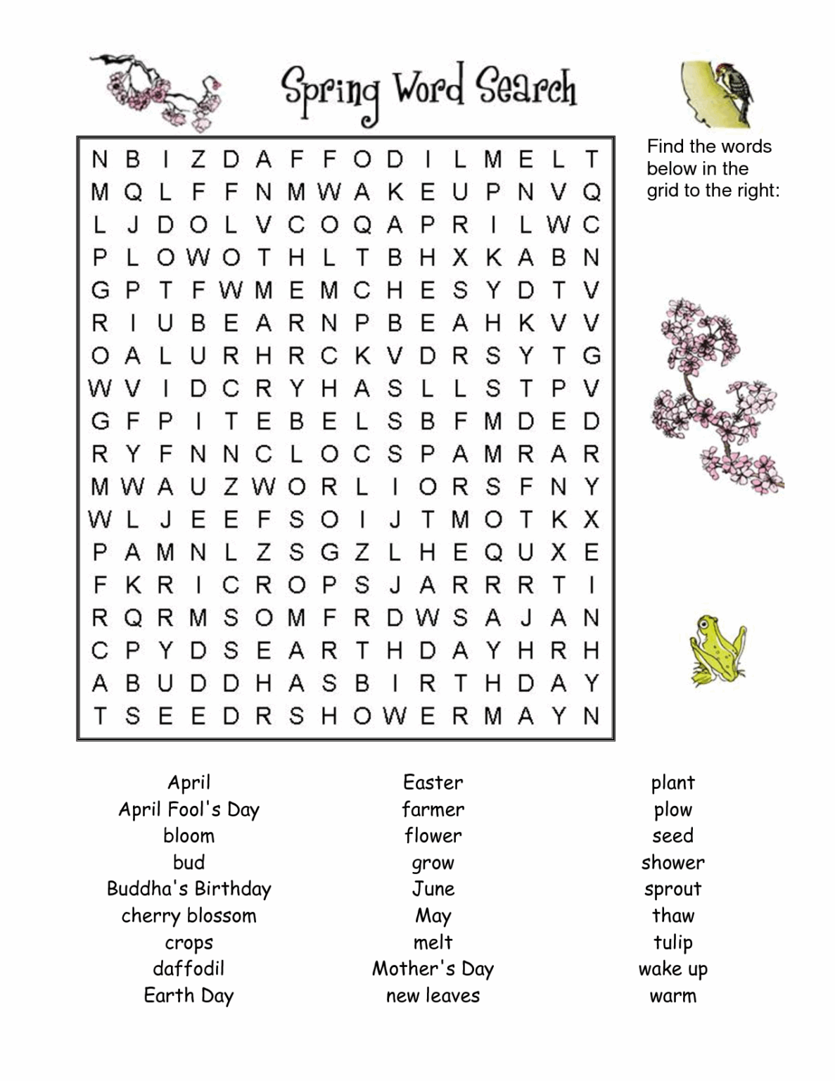Printable Spring Crossword Puzzles - Free Printable Crosswords