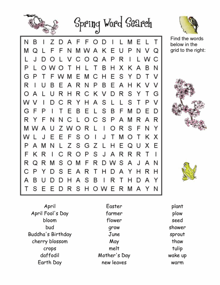 Printable Spring Crossword Puzzles - Free Printable Crosswords