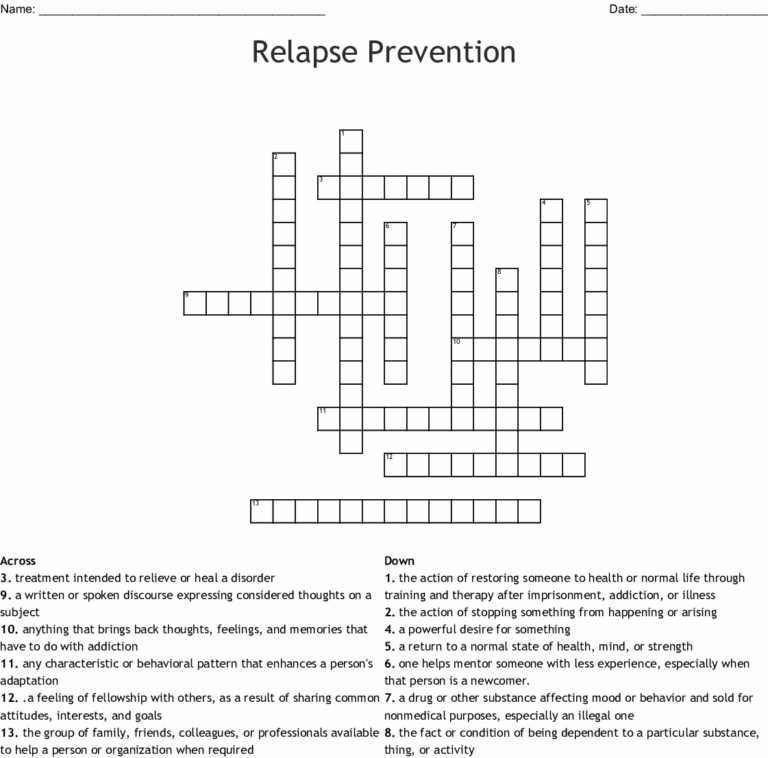Recovery Crossword Puzzles Printable - Free Printable Crosswords