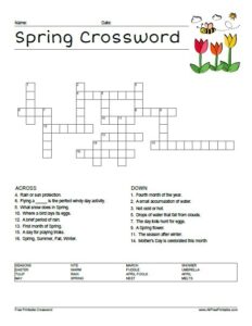 Spring Crossword Printable - Free Printable Crosswords