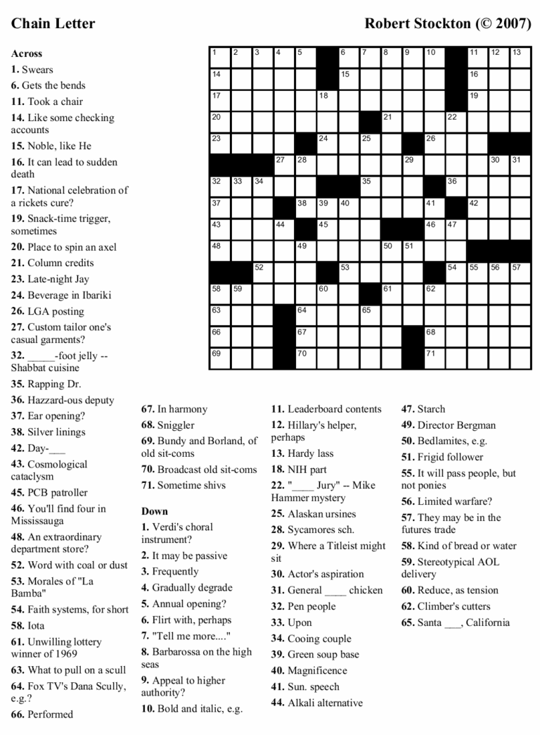 Sun Crossword Online - Free Printable Crosswords