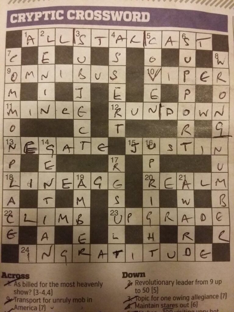 Metro Cryptic Crossword Today - Free Printable Crosswords