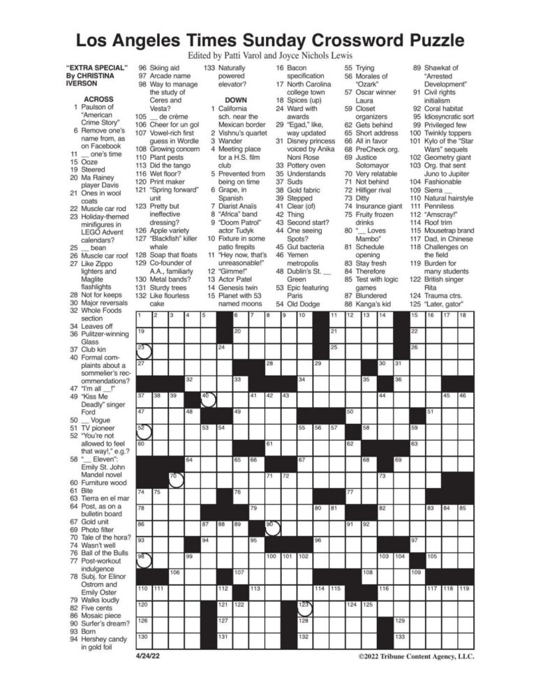 Sunday Crosswords Printable - Free Printable Crosswords