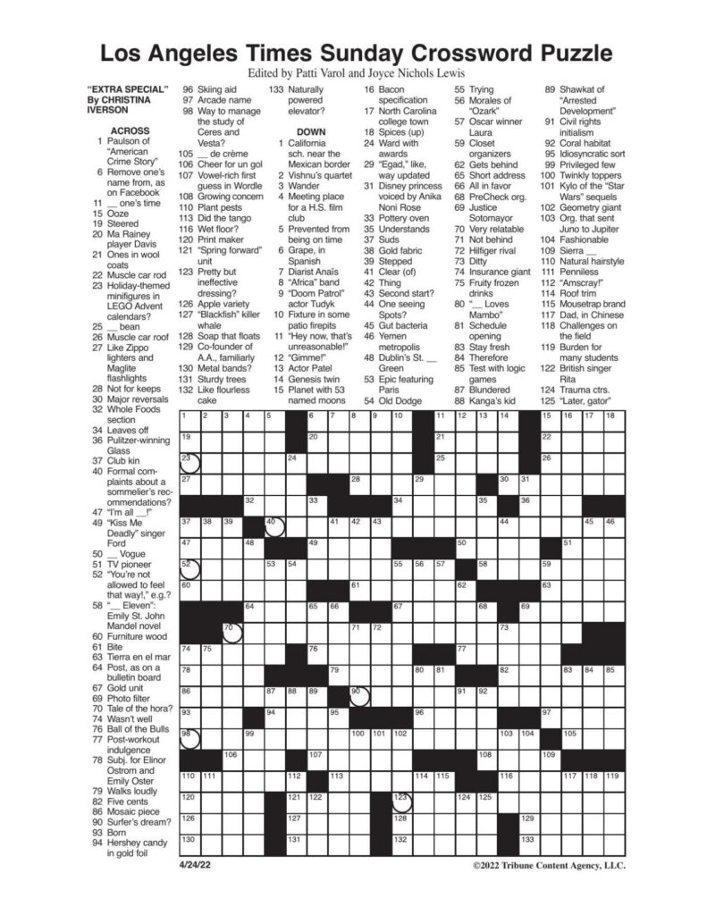 Sunday Crosswords Printable - Free Printable Crosswords