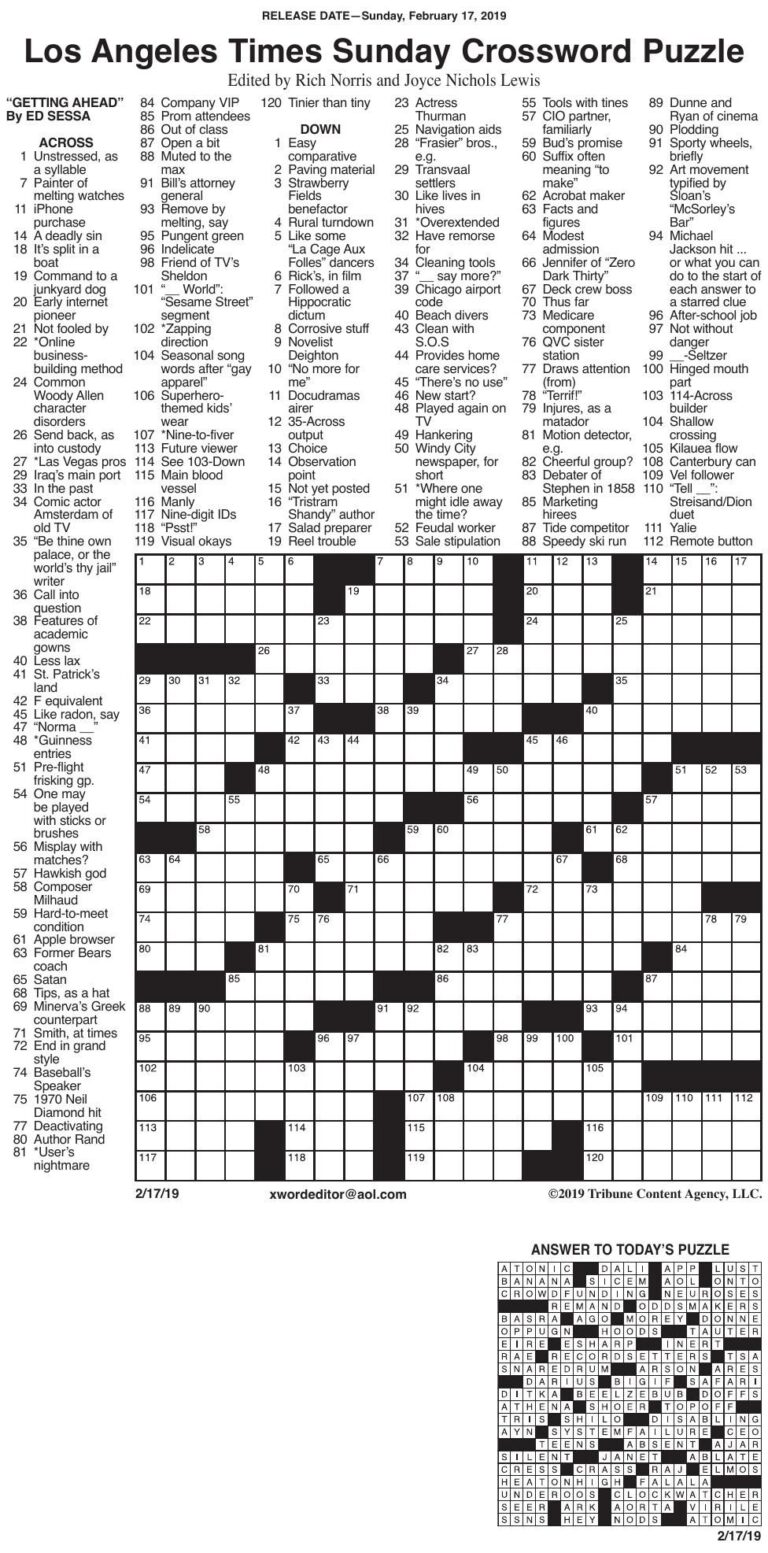 Free Crossword Seattle Times - Free Printable Crosswords