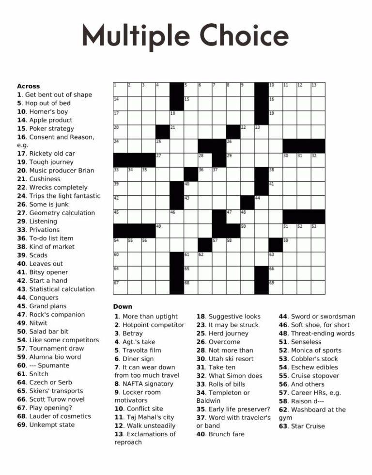 Large Print Crosswords Printable - Free Printable Crosswords