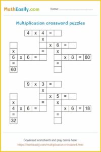 Math Crossword Puzzles Free Printable - Free Printable Crosswords